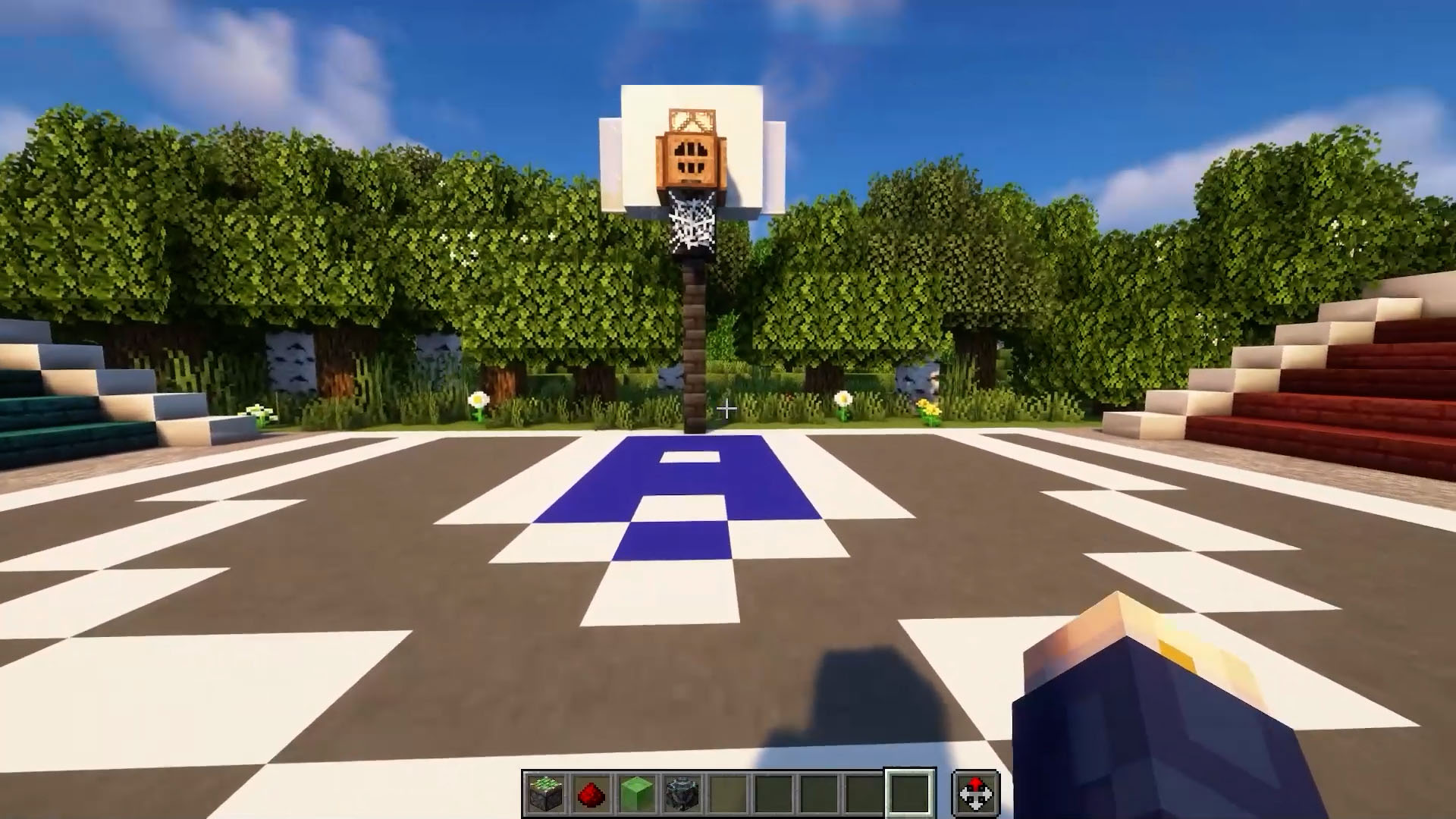 Modern basketball court design you can build in Minecraft