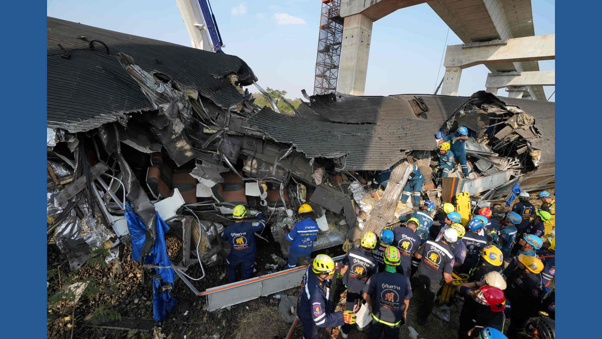 Crane collapse derails train in Thailand, killing at least 29