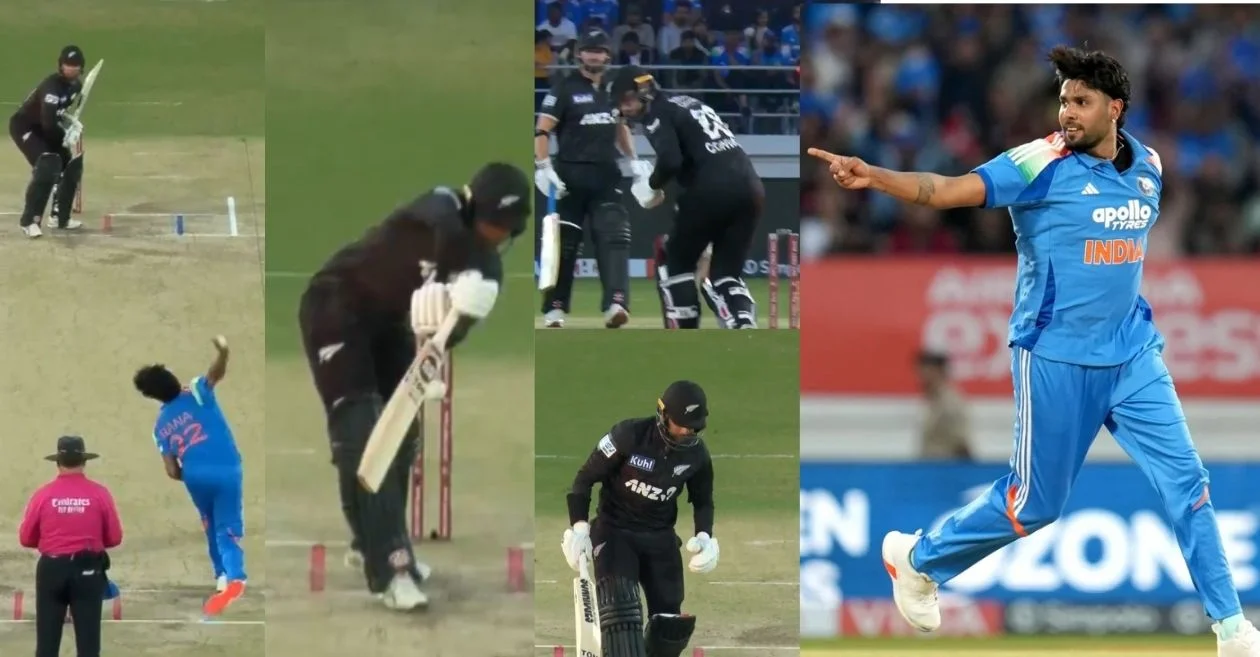 IND vs NZ [WATCH]: Harshit Rana castles Devon Conway with an absolute ...