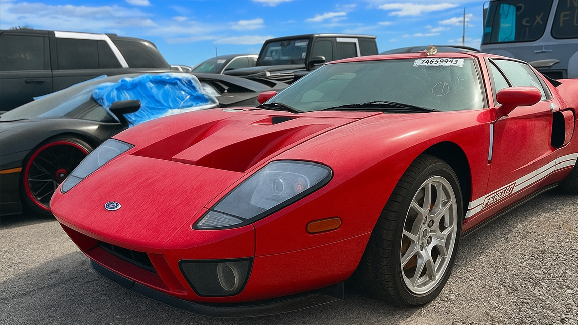 Flooded supercars fill this Florida auction