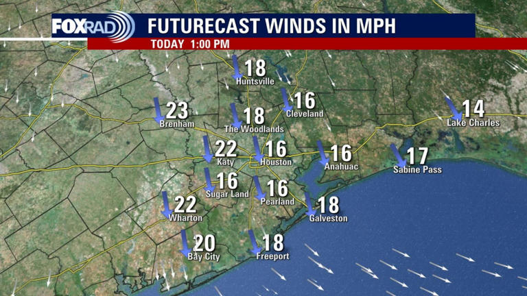 Houston weather: Very windy Wednesday ahead, highs near 70