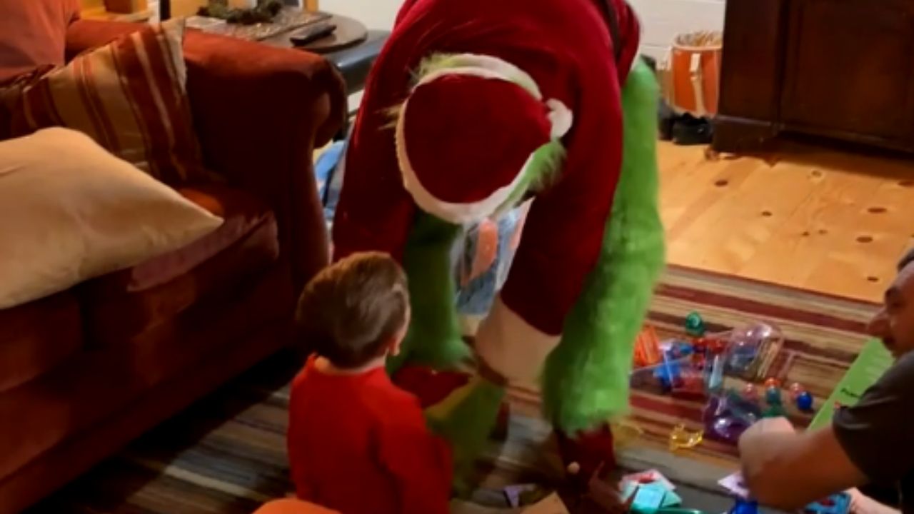 Christmas chaos: Little boy screams as Grinch picks him up and walks away