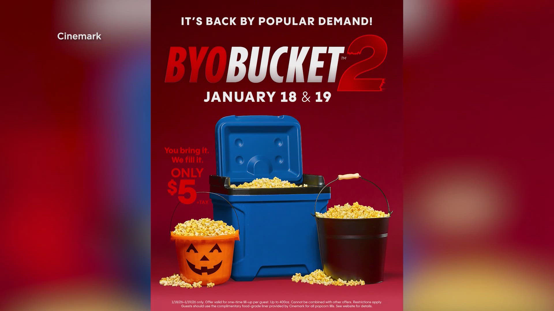 Cinemark to host bring your own bucket event for popcorn
