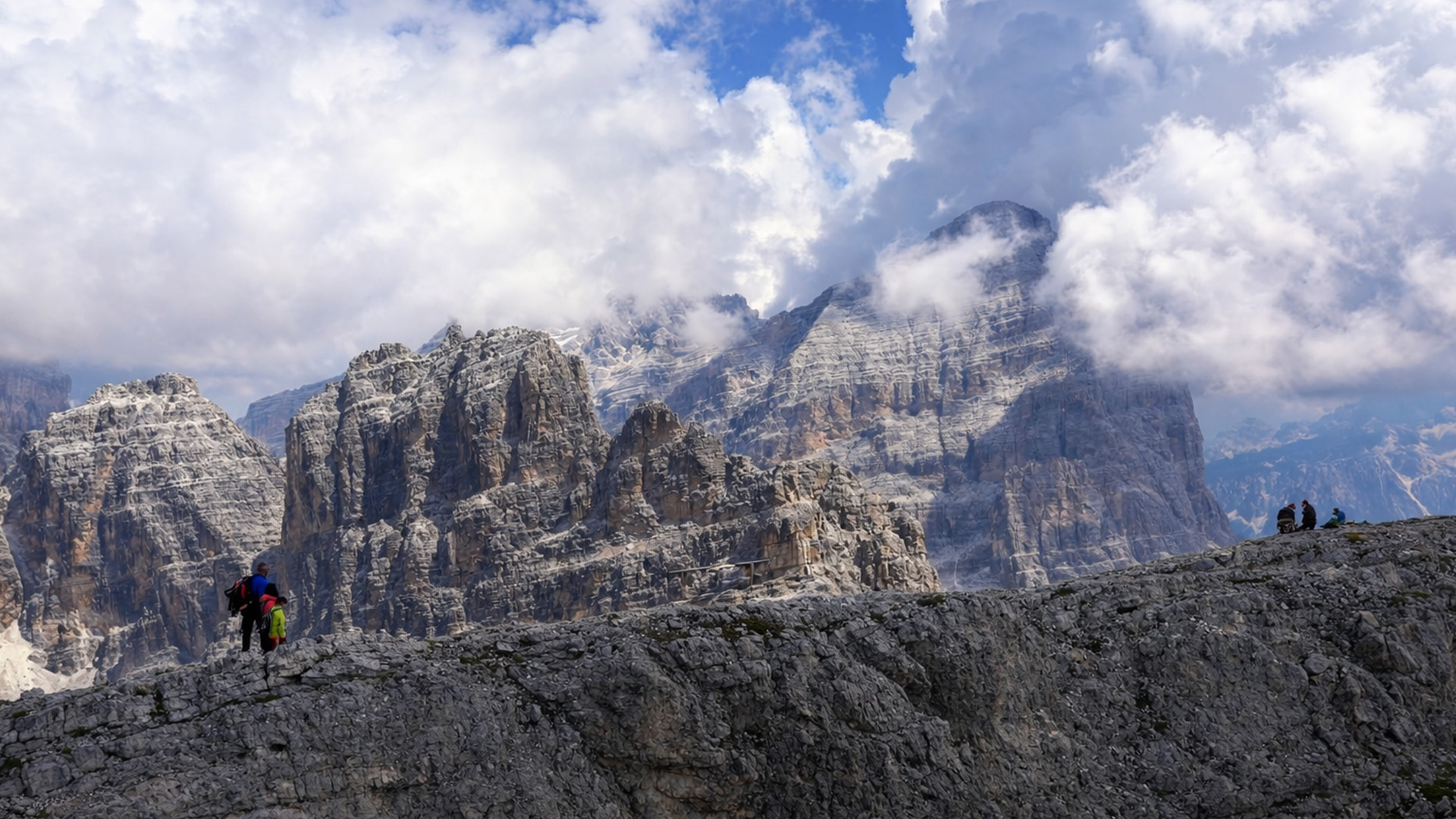 Mount Lagazuoi Dolomites scenic views above Falzarego Pass (4K)