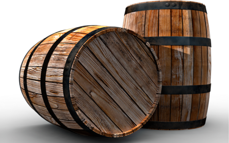 Whiskey barrels are surprisingly easy to find
