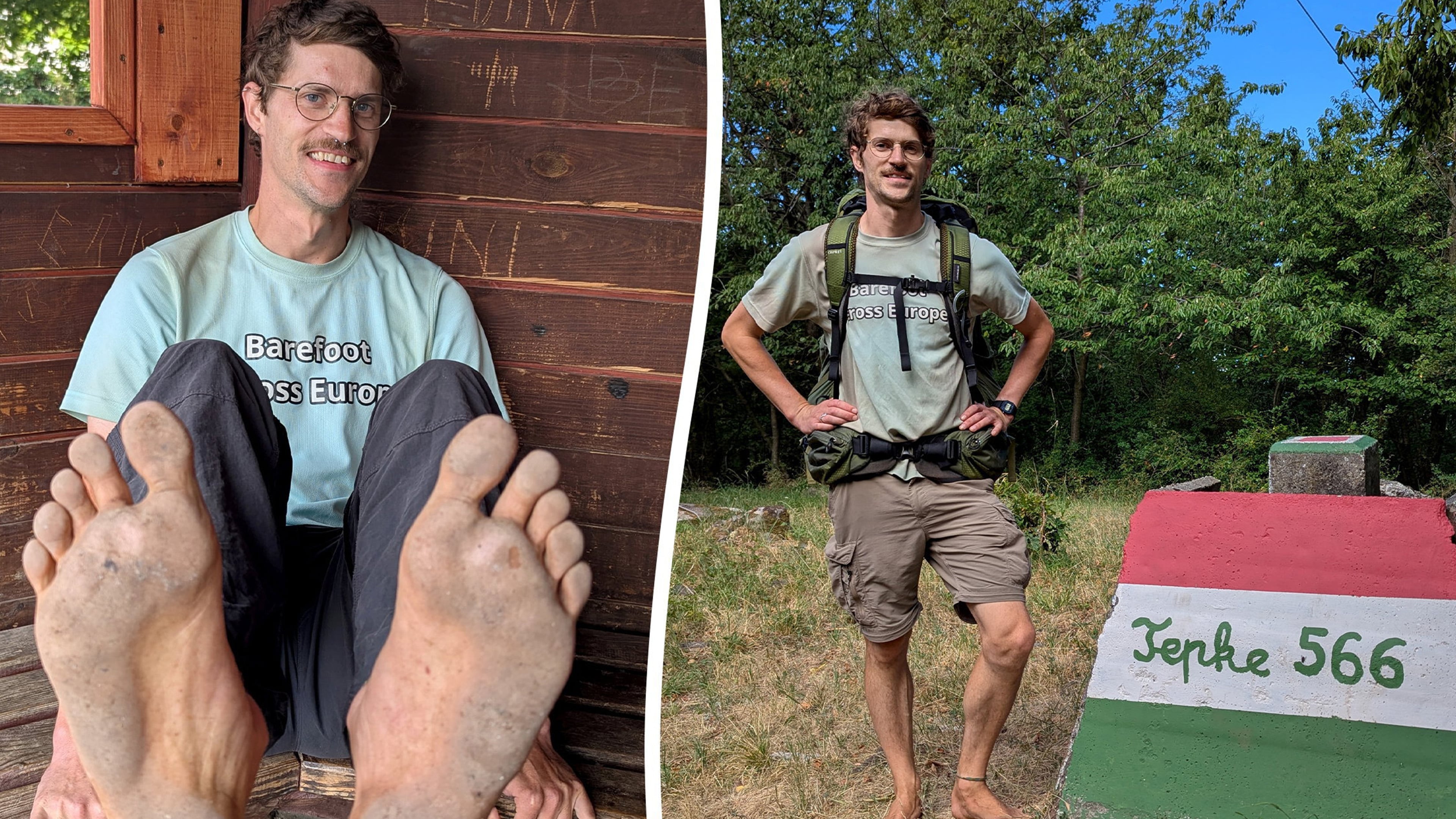 Man walking entire length of Europe - completely barefoot