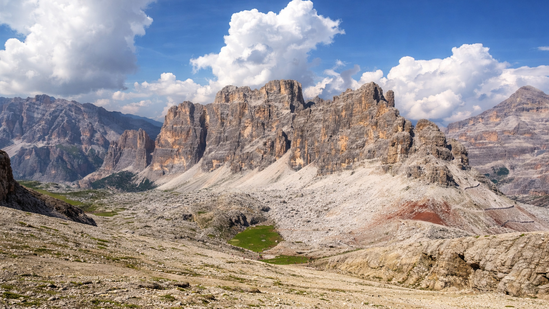 Dolomites Falzarego Lagazuoi alpine scenic landscape (4K)