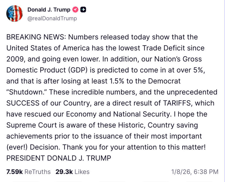 Trump defends price-raising tariffs, pressures Supreme Court