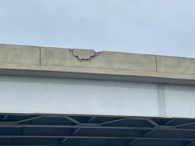 MDOT assessing bridge rail hit by steel causing blocks of concrete to ...