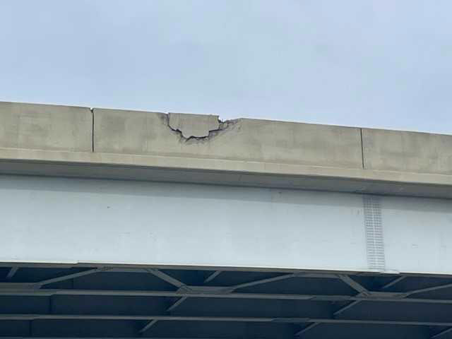 MDOT assessing bridge rail hit by steel causing blocks of concrete to ...
