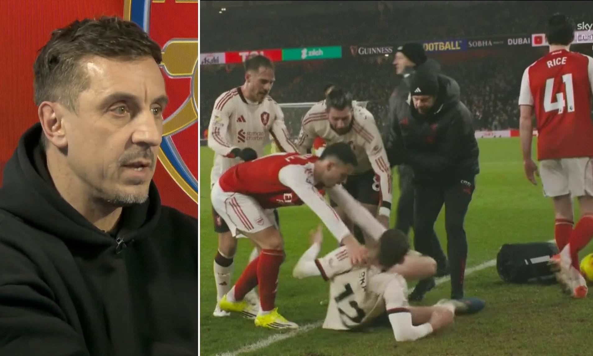 Gary Neville comment about 'whacking' Arsenal star sparks flood of ...