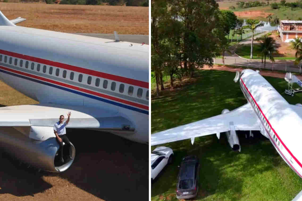 Medico espone un Boeing 737-200 da 35 tonnellate in una fattoria in Brasile