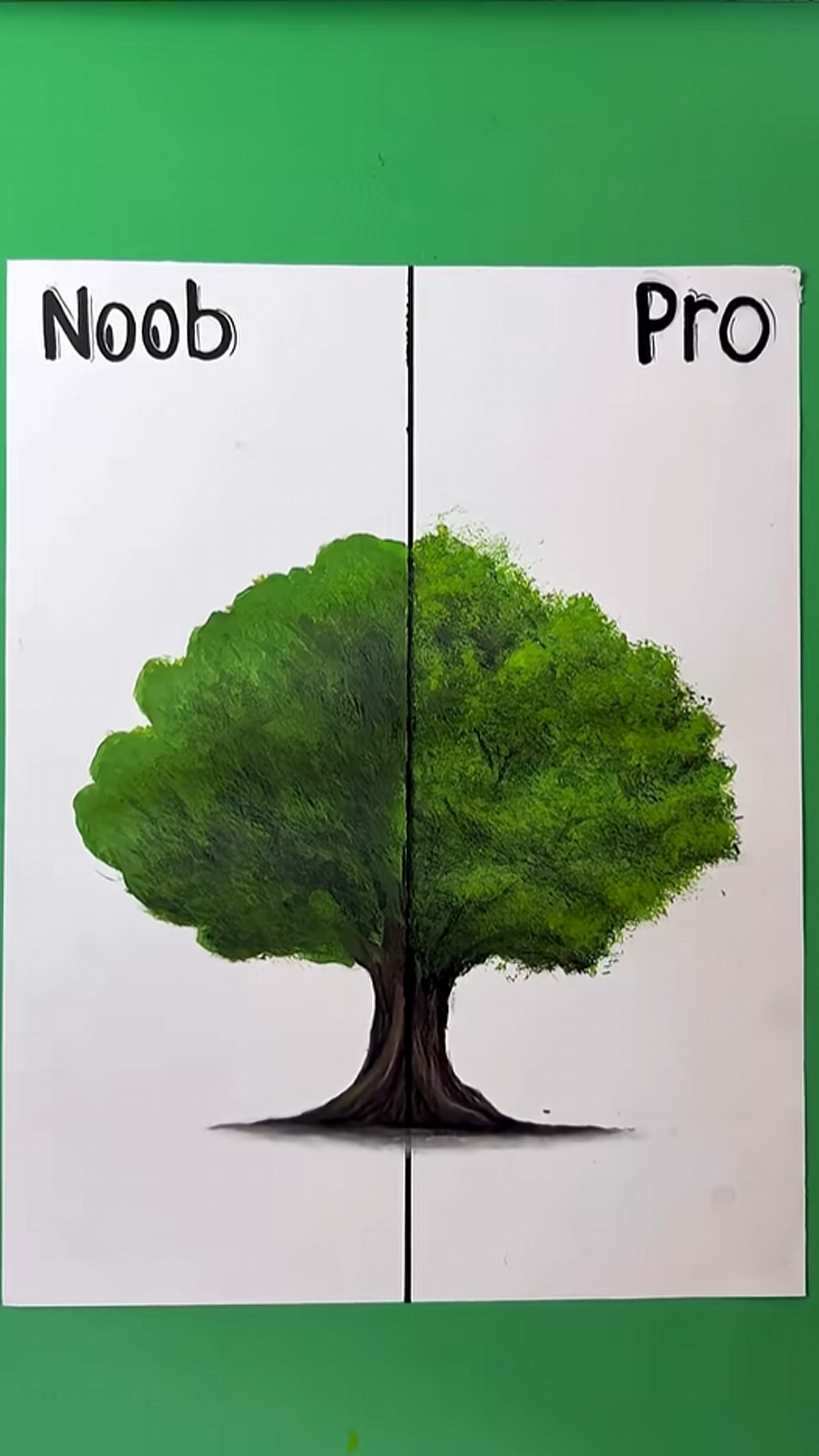Comparing two approaches to painting a tree
