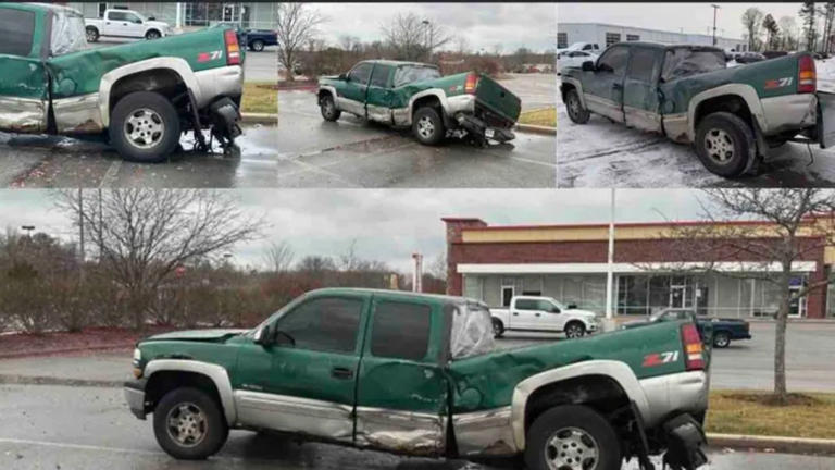 This truck is so wrecked, someone setup a GoFundMe so he'd stop driving ...