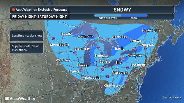 Snow, lake-effect and freeze-ups to accompany colder air into next week