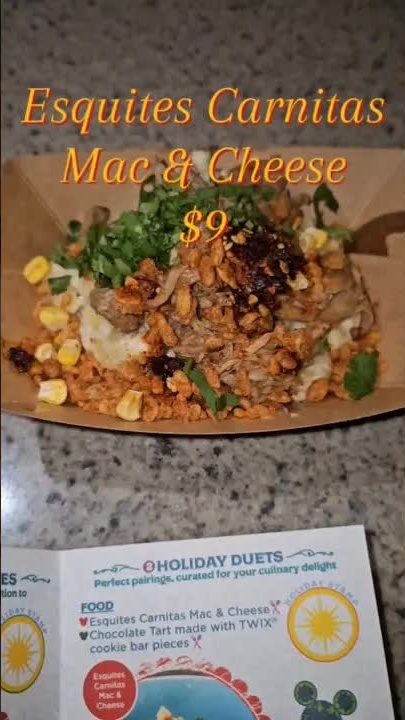 The esquites carnitas mac and cheese at the Festival of Holidays # ...