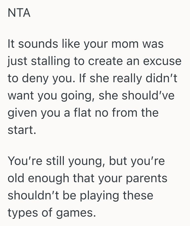 Young woman asked her dad if she can go to a sleepover after her mom ...