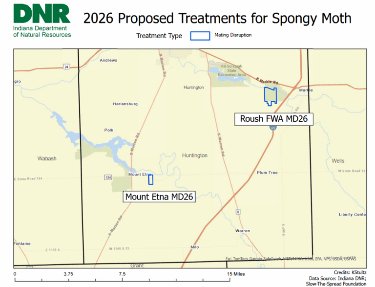 DNR eyes Huntington County for invasive spongy moth treatments in 2026