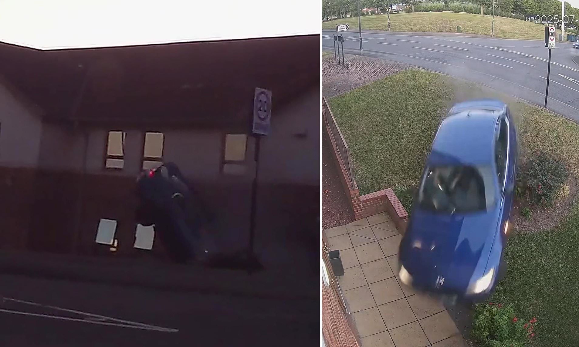 New footage shows moment stolen car ploughs into care home during chase ...