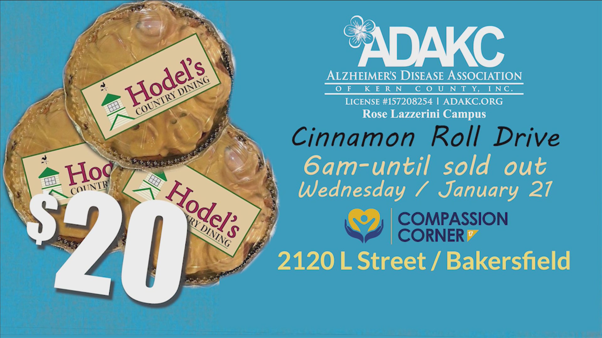 Compassion Corner ADAKC cinnamon roll drive