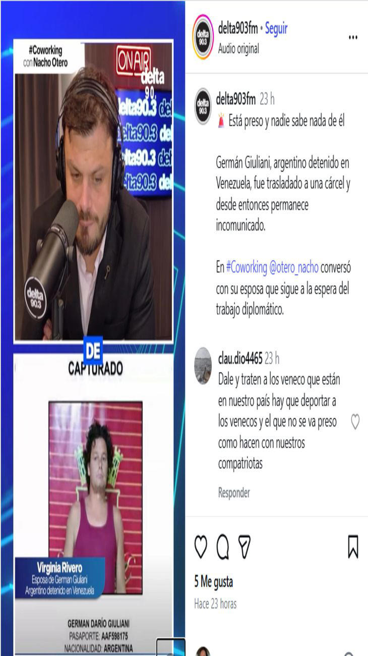 Desesperado pedido de la familia de Germán Giuliani, argentino detenido ...