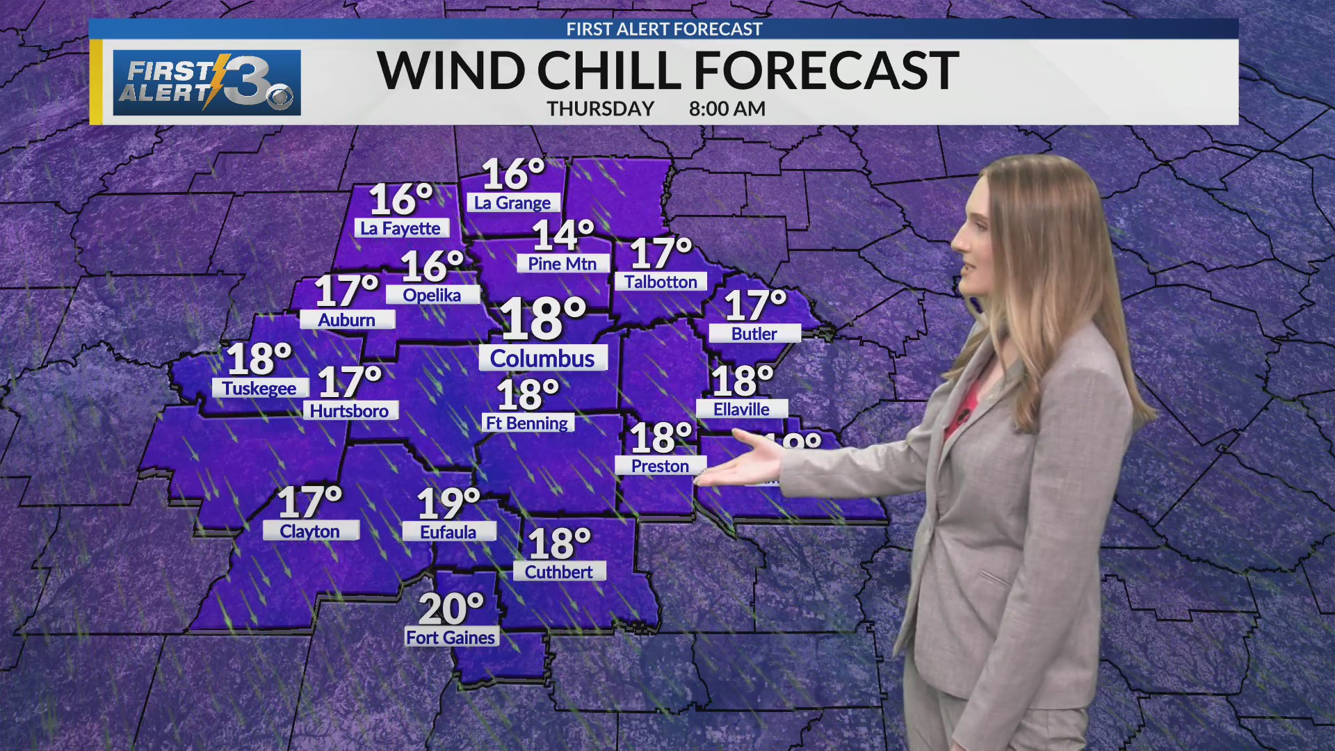 Columbus, Ga weather Wednesday PM (01/14/26) - Kaylee Barbee