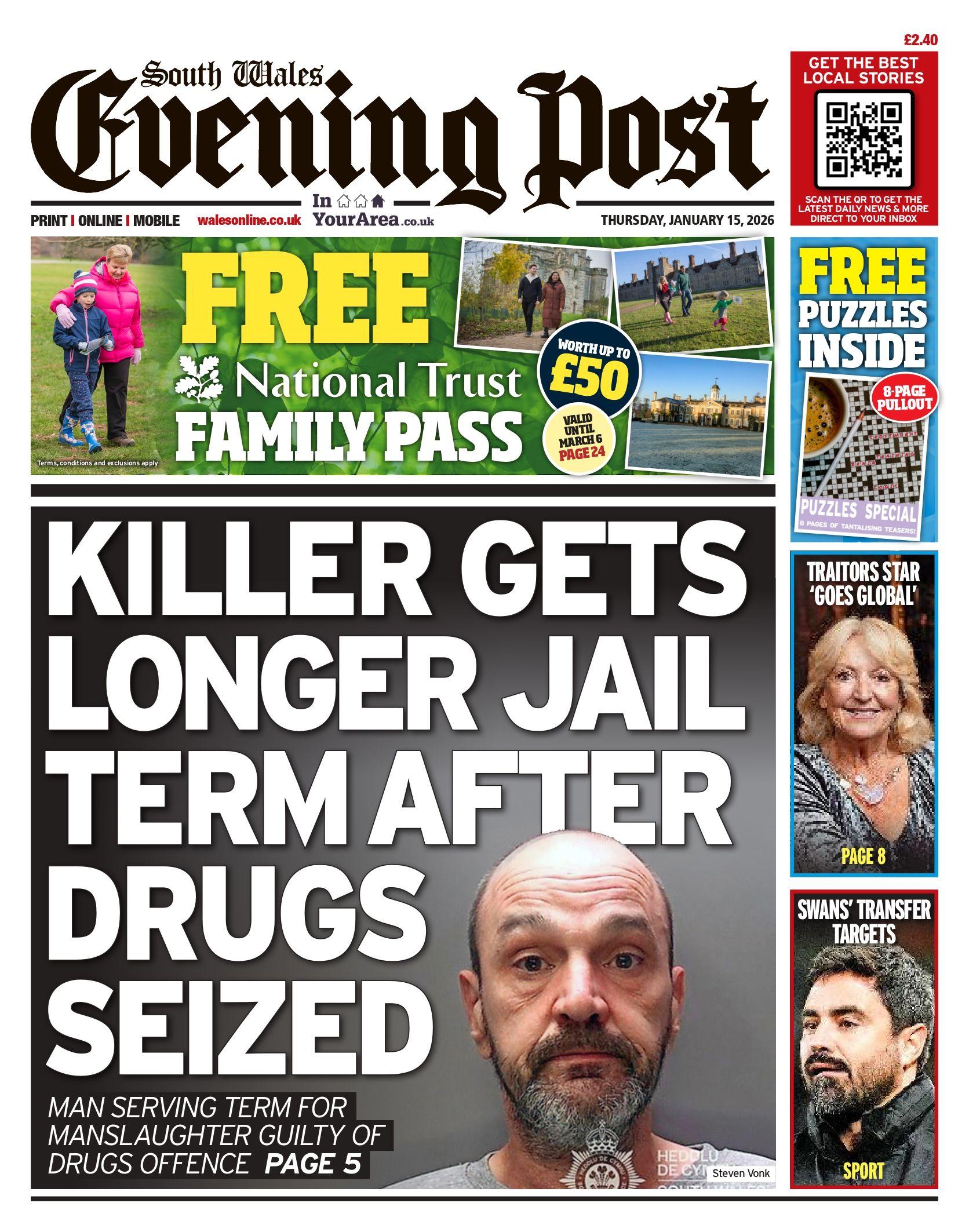 Wales' papers: Killer gets longer jail term and trampoline park fined ...