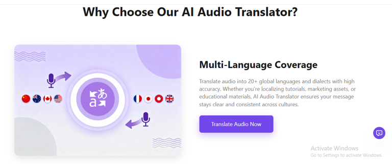 AI audio translator: Translate any audio file into 20+ languages instantly