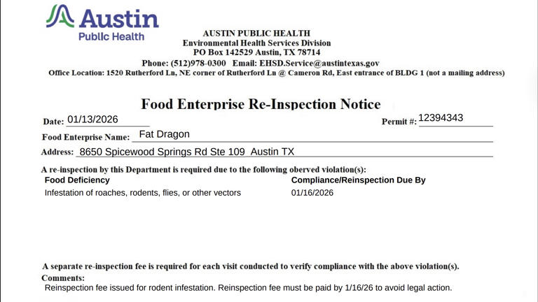 Austin health inspection flags Asian restaurant for violations