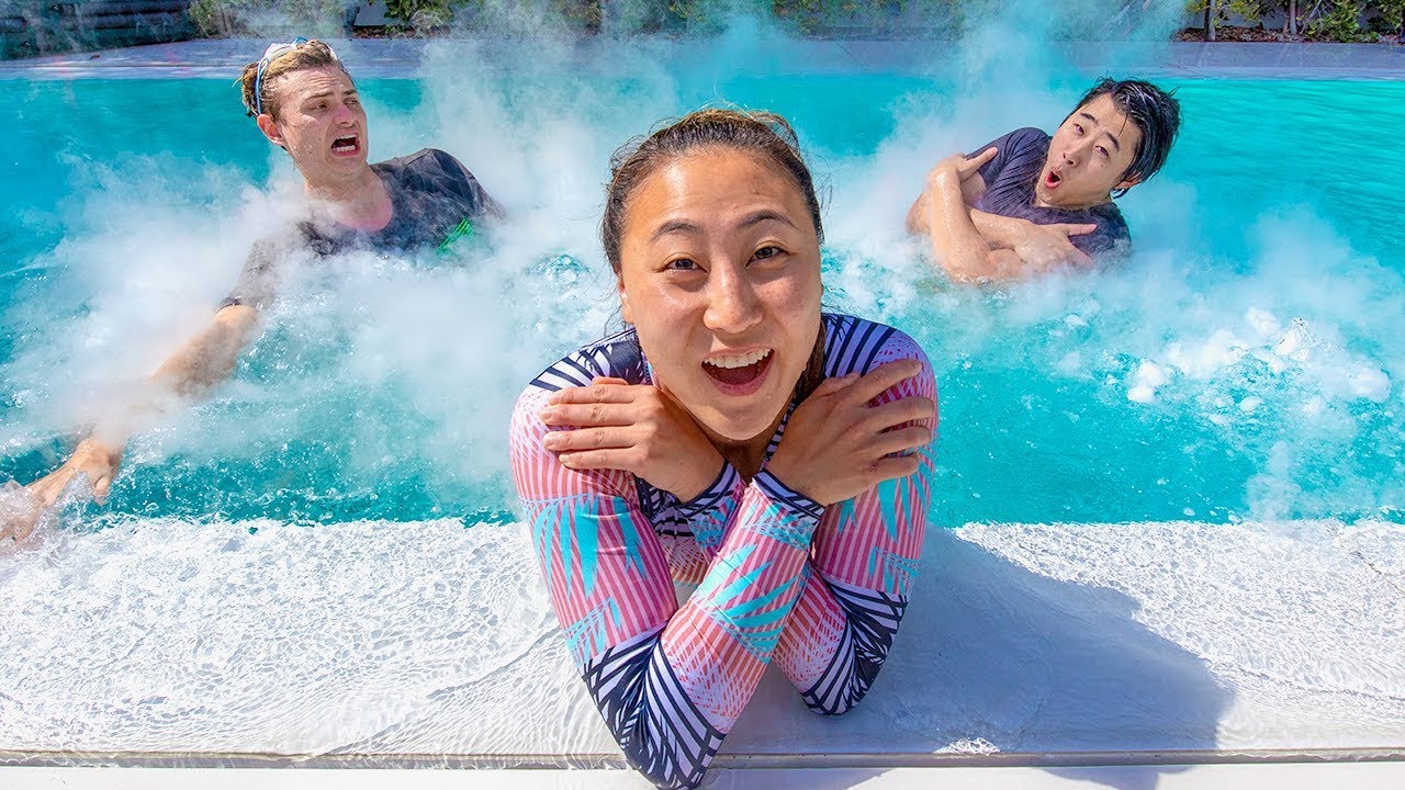 I can't believe I stayed in the freezing pool!