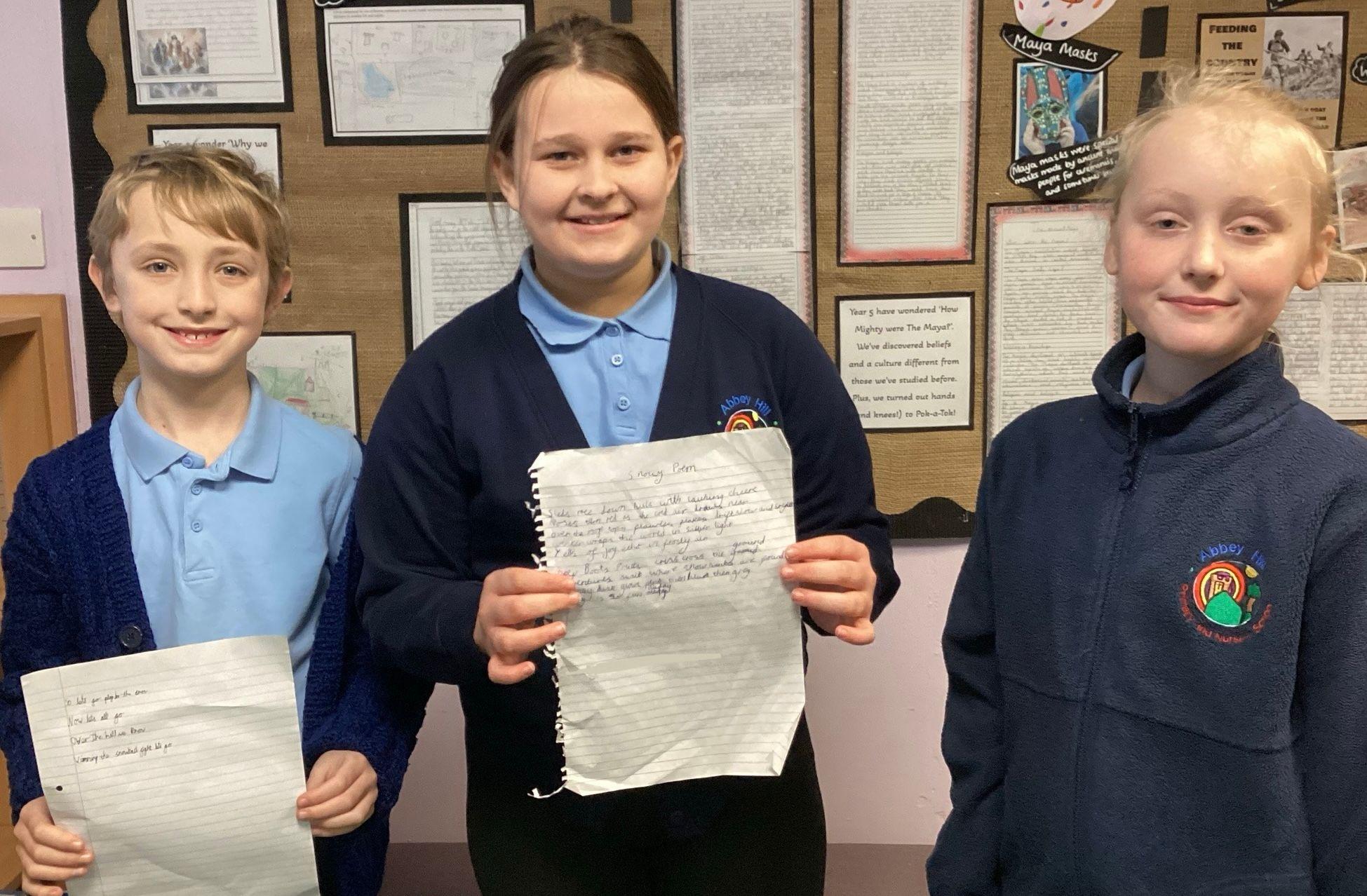 Snow day inspires creativity as Abbey Hill pupils turn weather ...