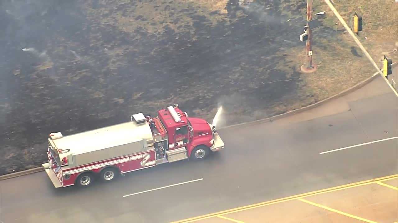 Sky 5 live: Crews battling multiple grass fires in OKC metro