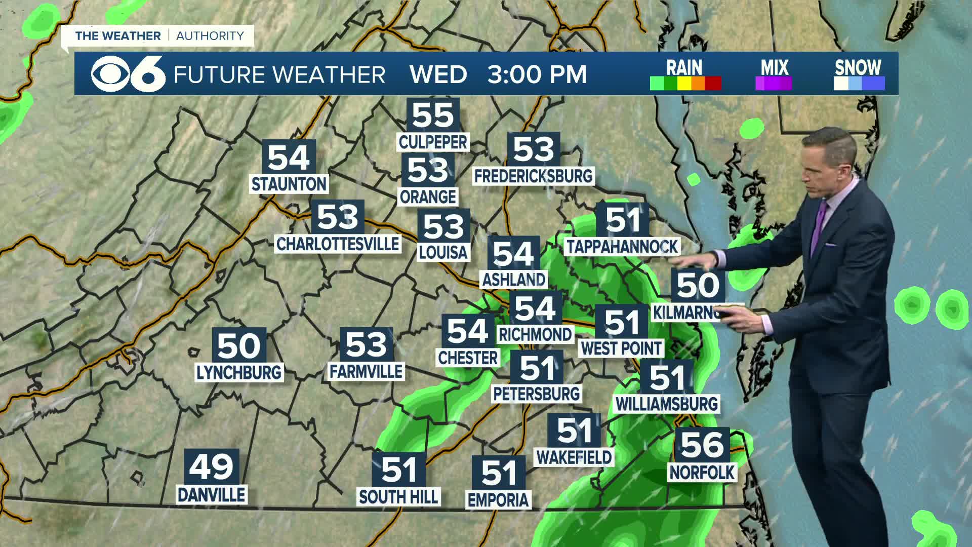 A few showers today, colder Friday