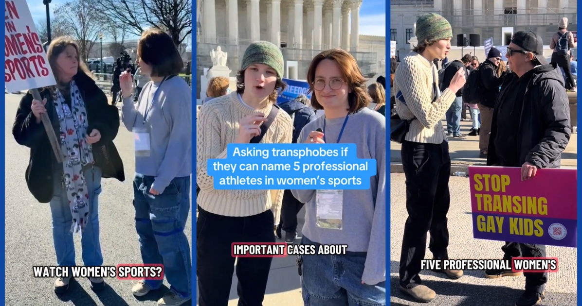 Anti-trans protestors embarrassingly can't even name 5 women pro athletes