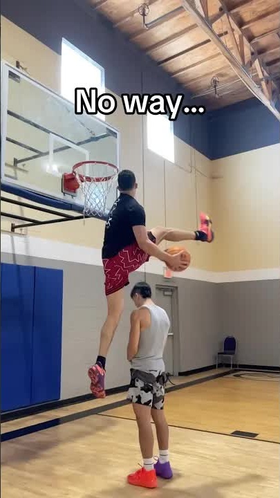 Insane piggyback dunk trick shot