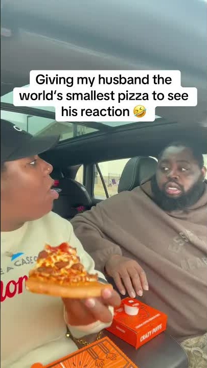 Husband's hilarious reaction to world's smallest pizza