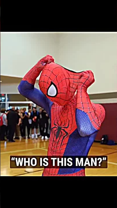 Spider-Man takes his mask off after dunk contest!