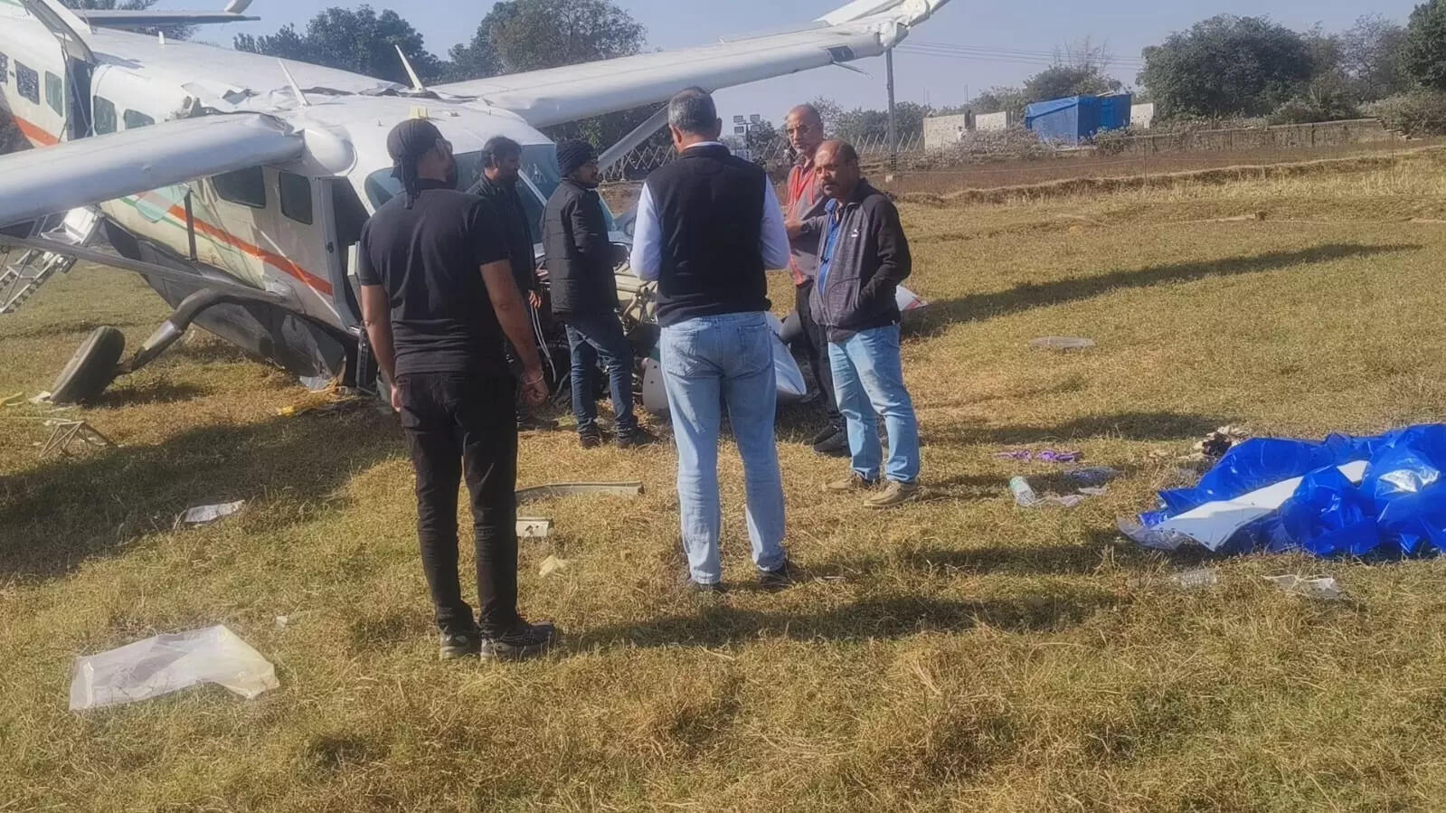 Insurance team surveys aircraft crash site