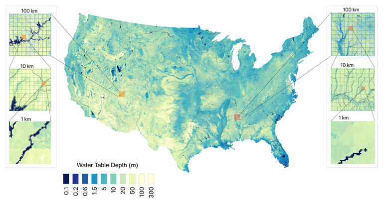 Detailed map reveals groundwater levels across the US