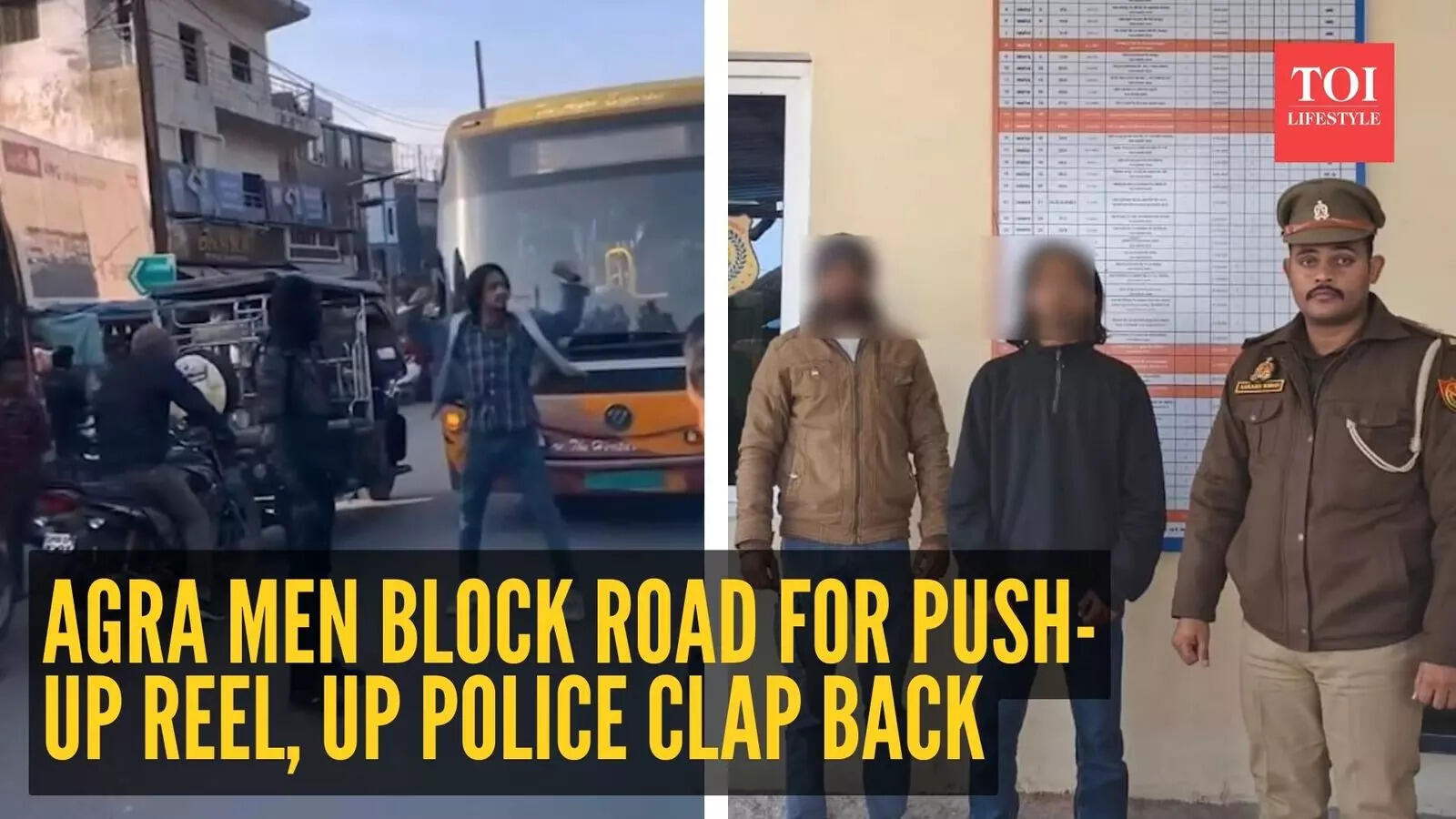 Agra men block road for push-up reel, UP police clap back: 'Reel ka ...