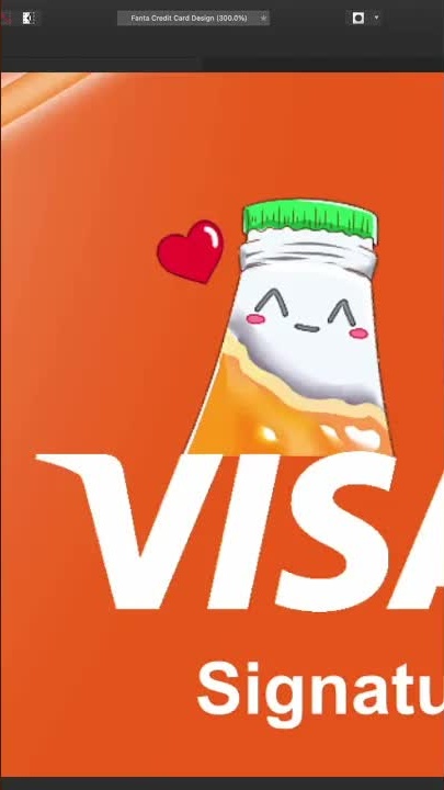 Designs Fanta-themed credit cards in Photoshop