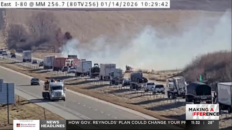 Crews respond to car fire on I-80 east