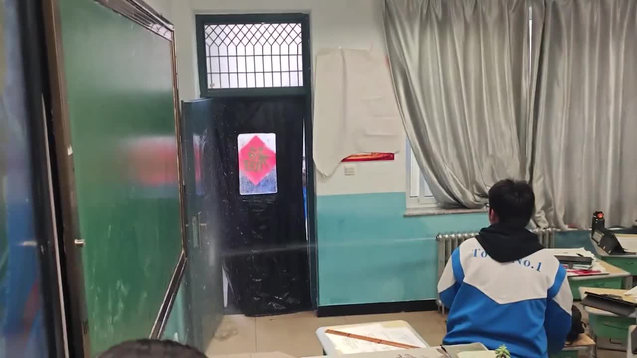 Water sprays like a fountain from broken radiator in classroom
