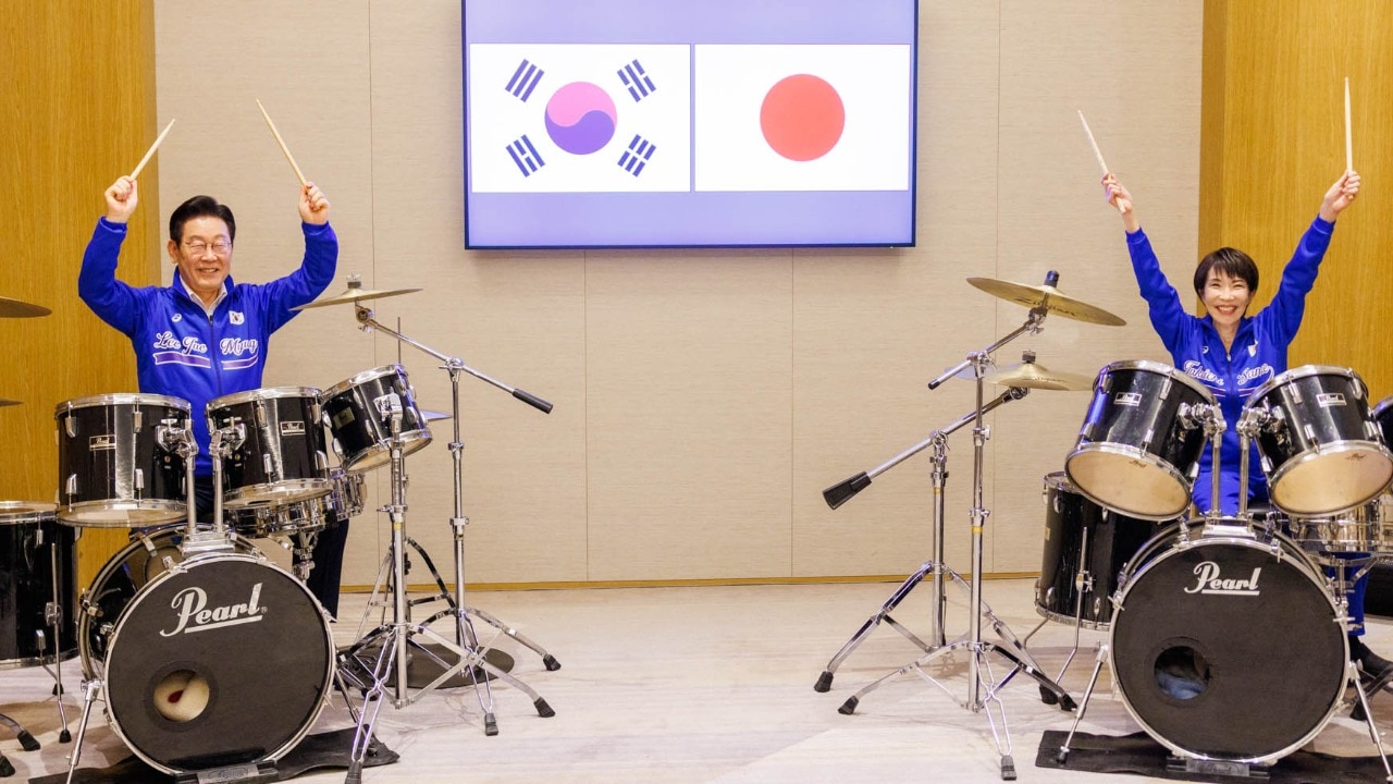 Watch: Japanese, South Korean leaders let loose in K-pop drum jam session