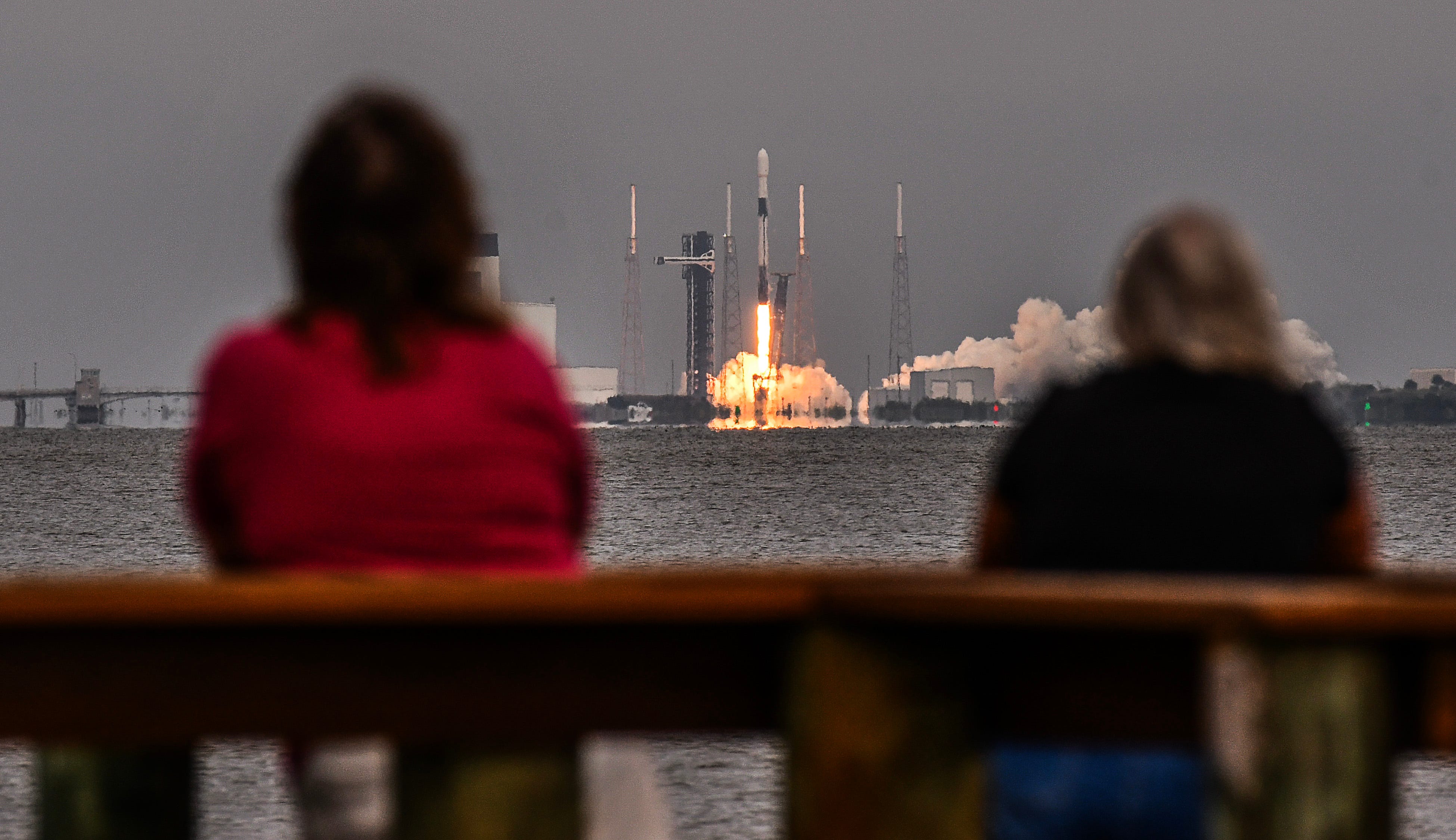 See a SpaceX Falcon 9 rocket rise into clouds from Cape Canaveral, Florida