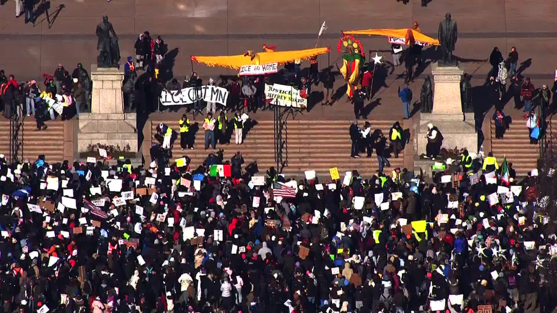 Aerials: Students walk out, march to Minnesota Capitol in St. Paul