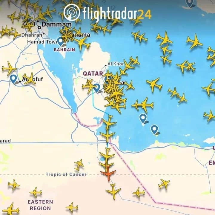 US Air Force military aircraft are leaving Al Udeid one after another ...