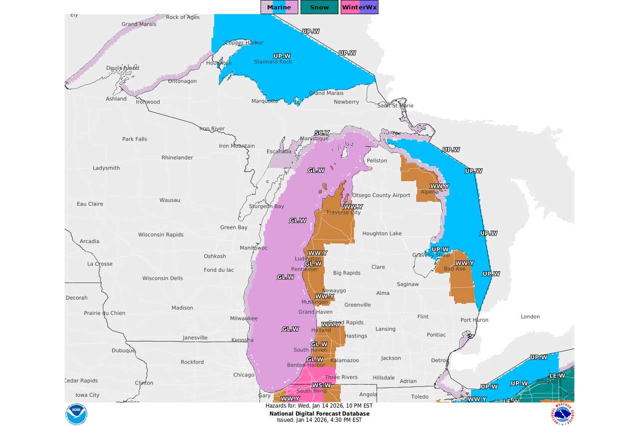 Winter weather advisories in effect in Michigan for lake effect snow storm