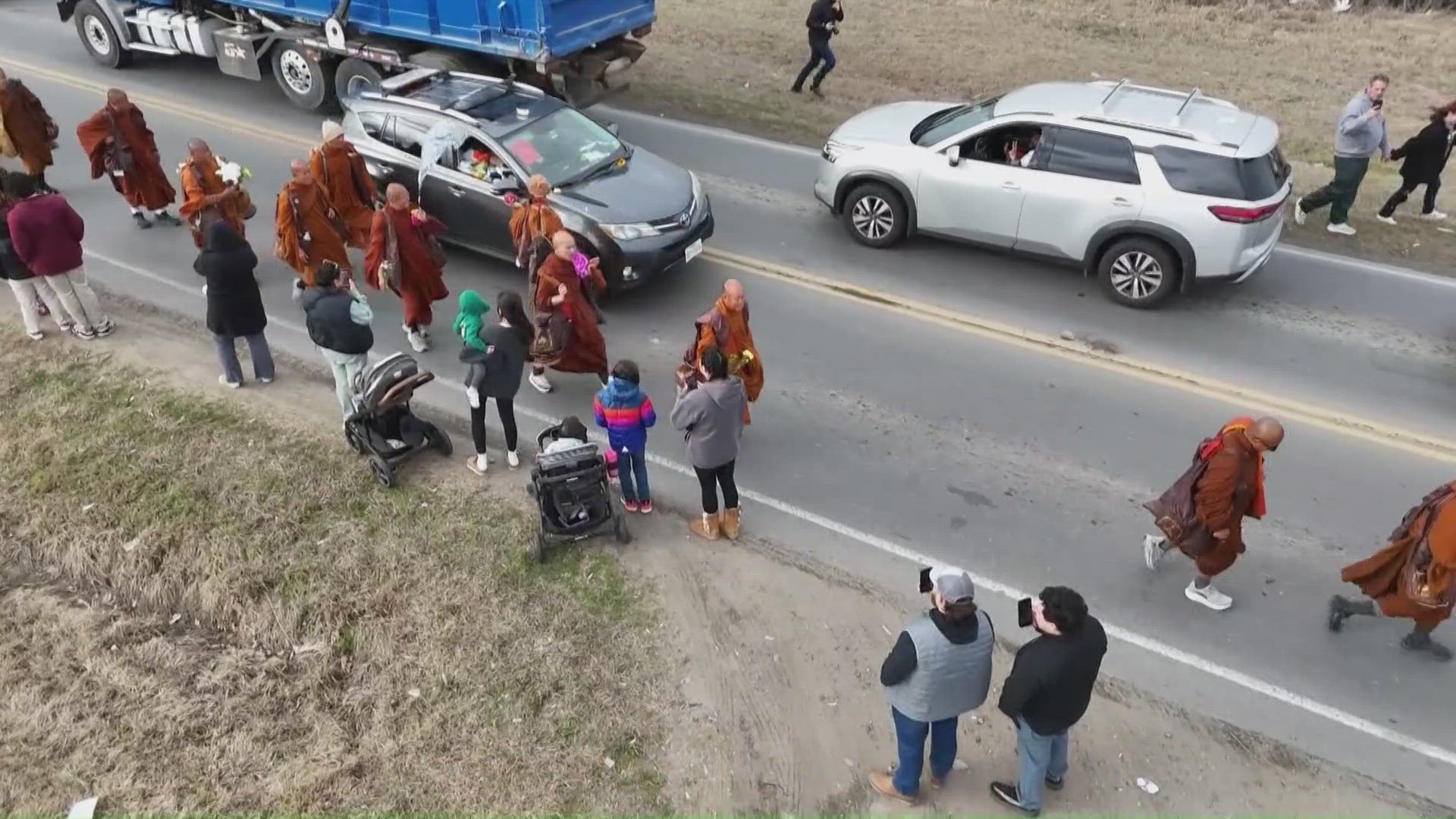 Monks walking for peace arrive in North Carolina