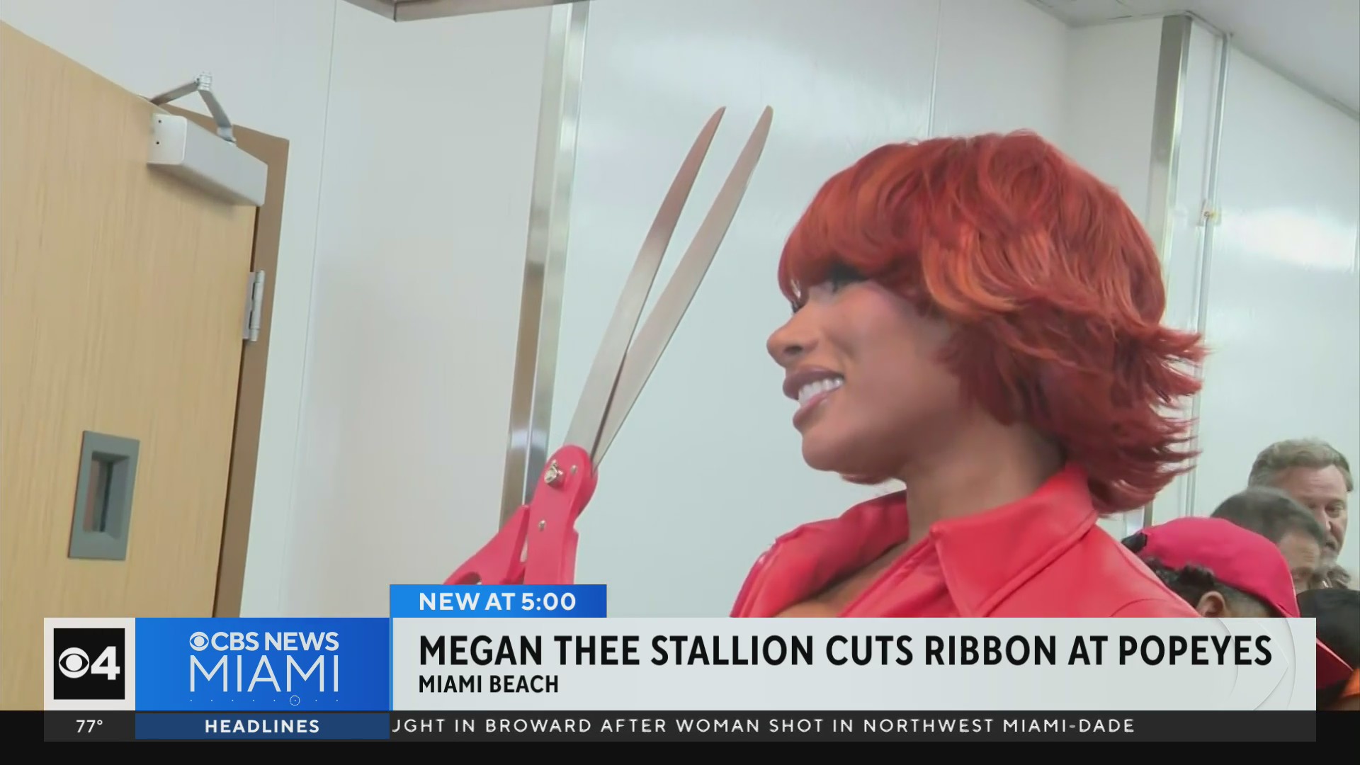 Megan Thee Stallion cuts ribbon at opening ceremony for Miami Beach Popeyes